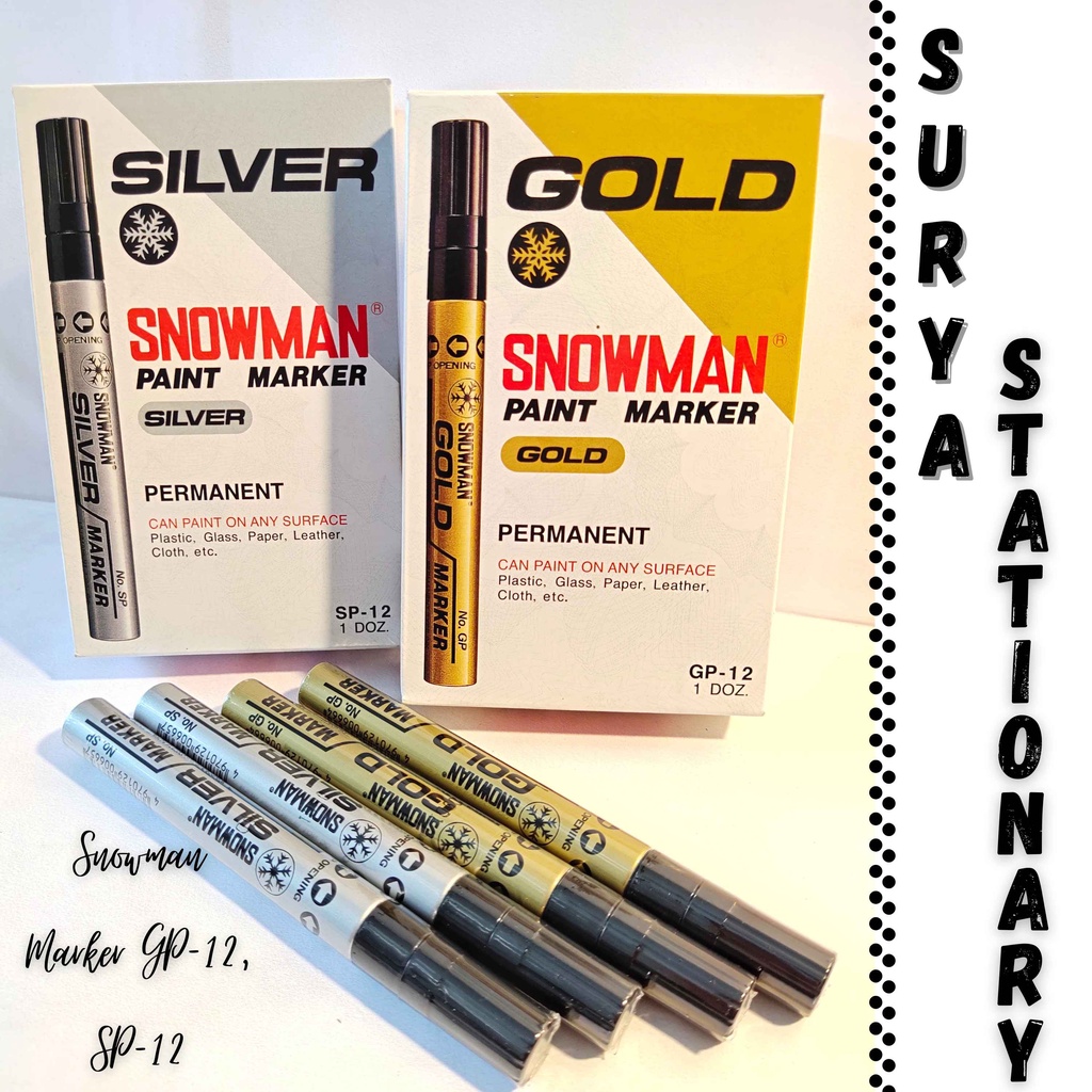 Jual (PCS) Spidol Permanent Paint Marker GP-12 / Snowman Marker SP-12 ...