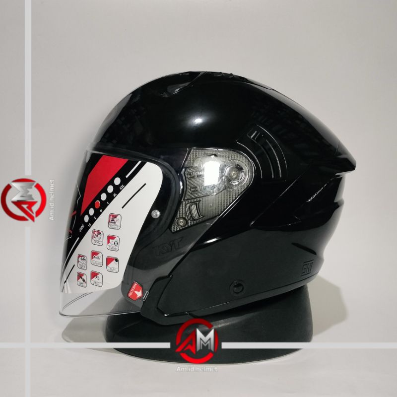 Jual HELM KYT NFJ SOLID PLAIN BLACK GLOSSY DOUBLE VISOR KYT HELM NFJ ...