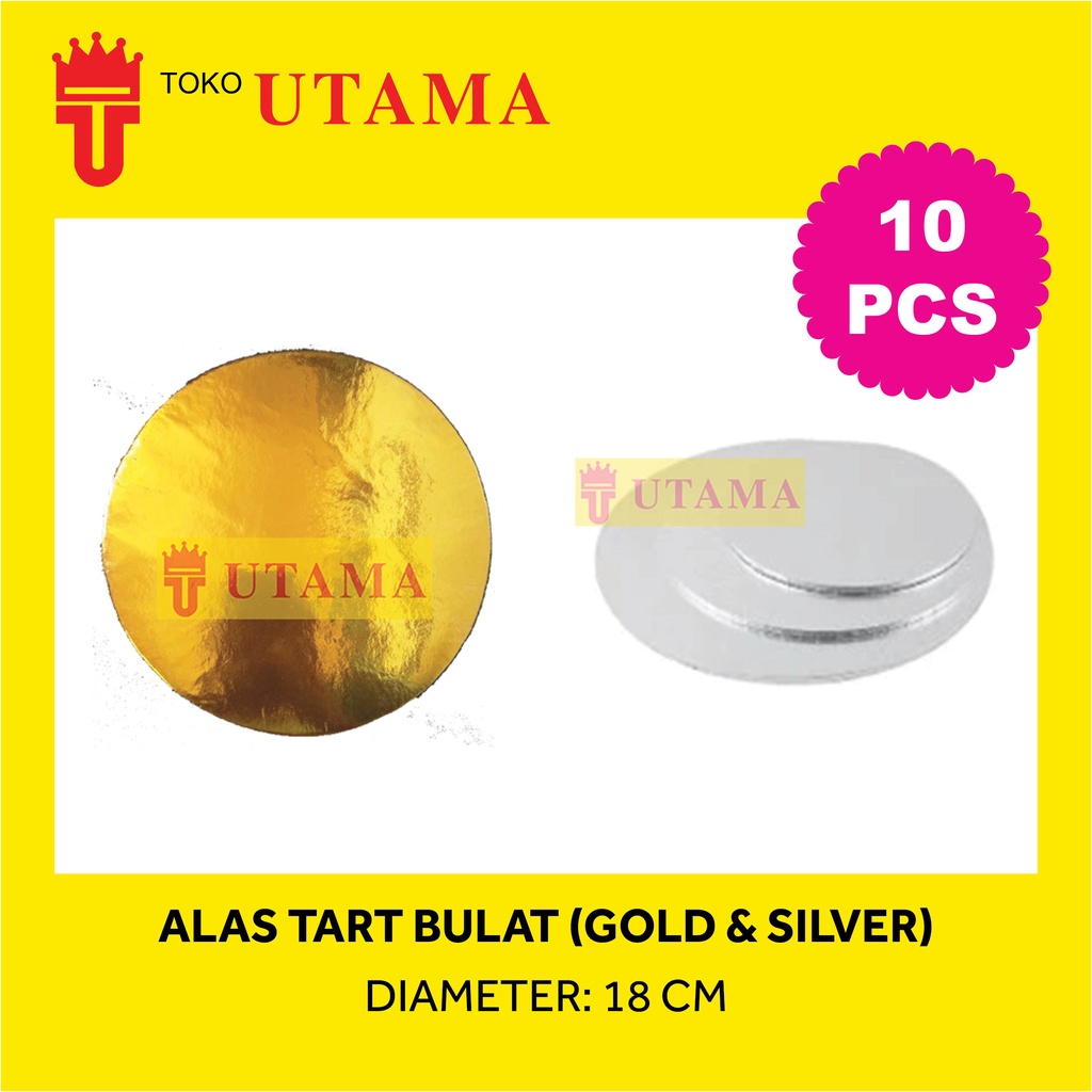 Jual 18 X 18 CM Alas Tart GOLD SILVER BULAT emas | Shopee Indonesia