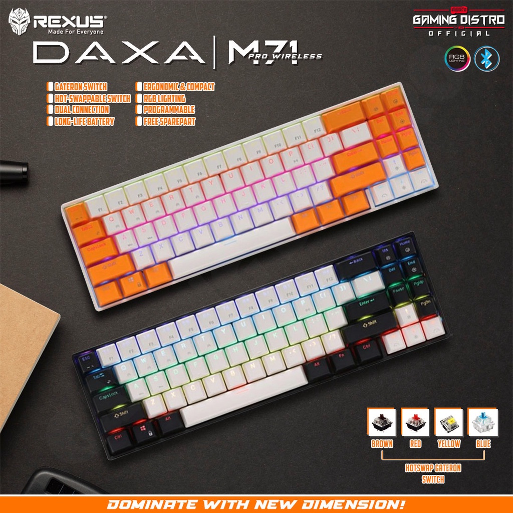 Jual Rexus Daxa M71 Pro Wireless Mechanical Keyboard | Shopee Indonesia