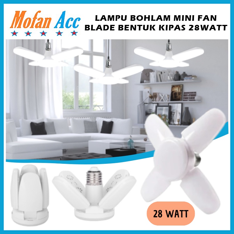 Jual Lampu Bohlam Lipat Mini Model Kipas 28 Watt / Mini Fan Blade LED ...