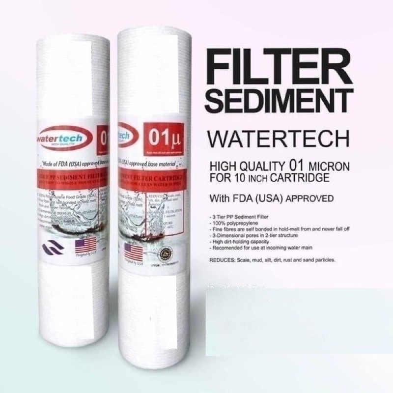 Jual Cartridge Filter sediment air watertech 01 micron 10 inch | Shopee ...