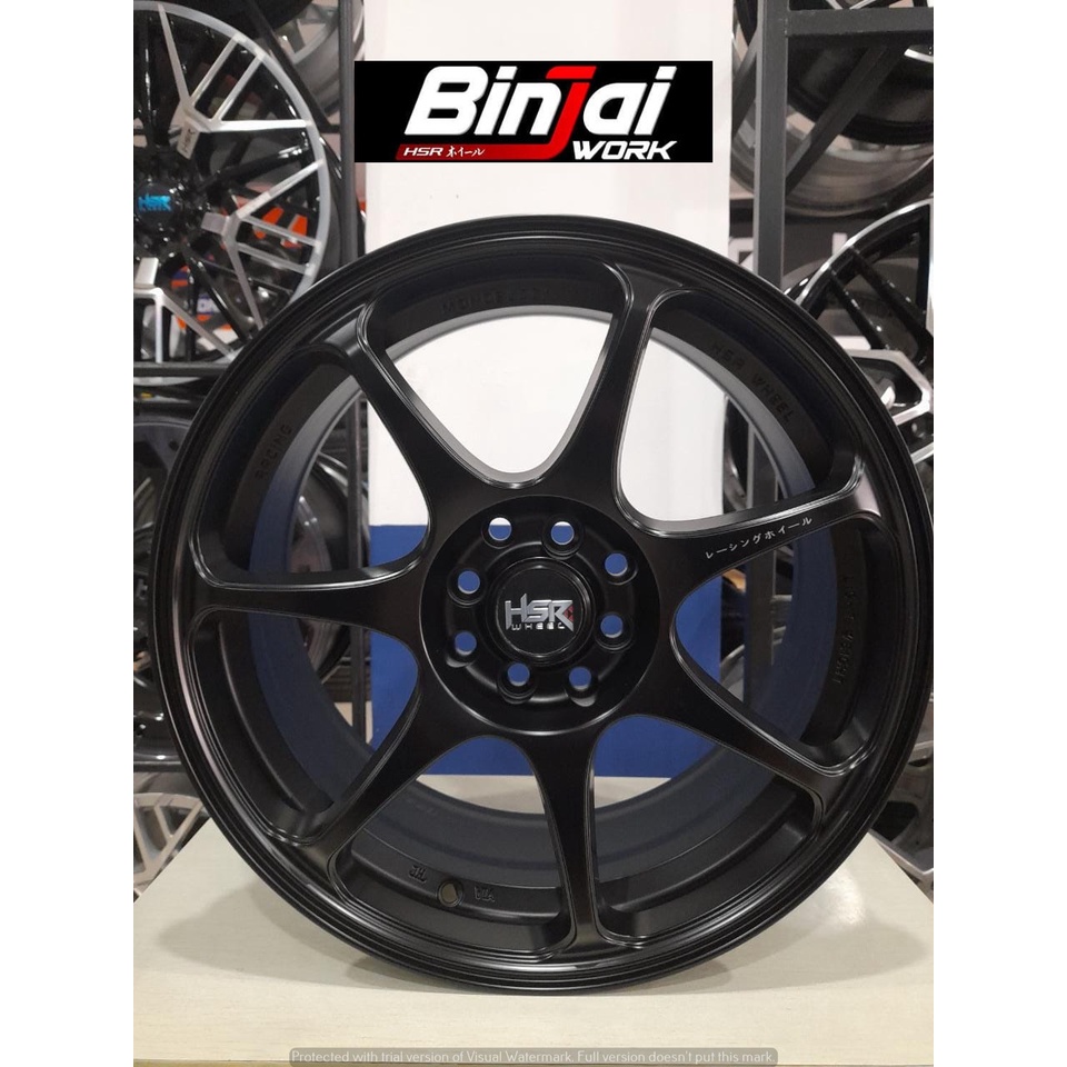 Jual Velg Mobil Ring 17 SEBUNSUTA HSR R17 lebar 7,5" Inch pcd 4X100 & 4x114,3 warna Matte Black ...