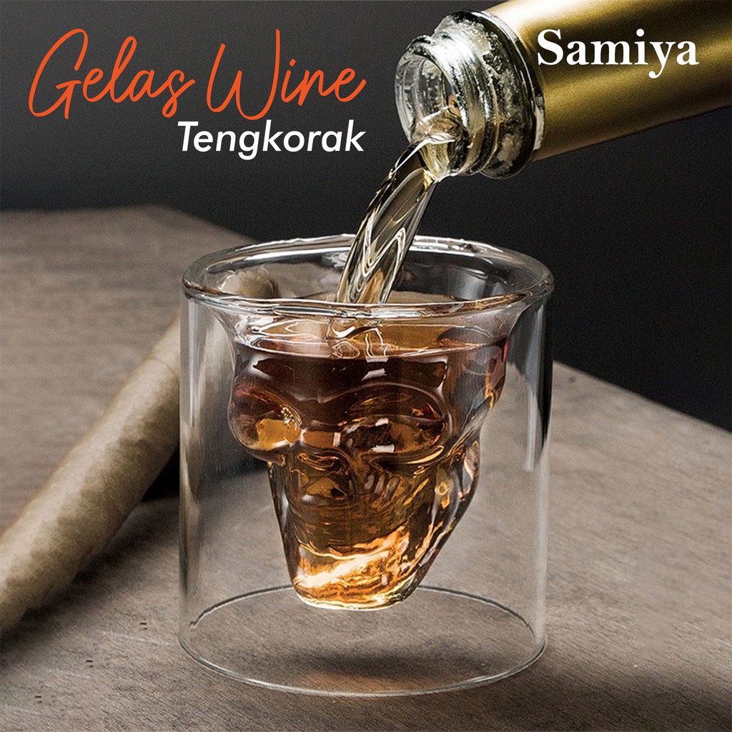 Jual gelas seloki double wall / glass crystal skull head 150ml ...