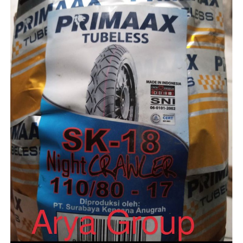 Jual Ban tubeless Primaax 110/80-17 SK-18 Primax SK18 | Shopee Indonesia