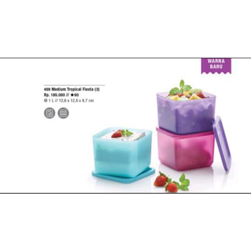 Jual Tupperware Medium Tropical Fiesta ( warna random ) | Shopee Indonesia
