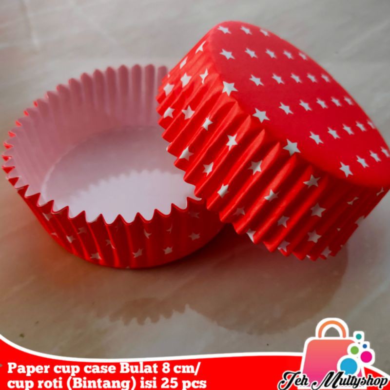 Jual Paper cup case Bulat 8 cm/cup roti (Bintang) isi 25 pcs | Shopee ...