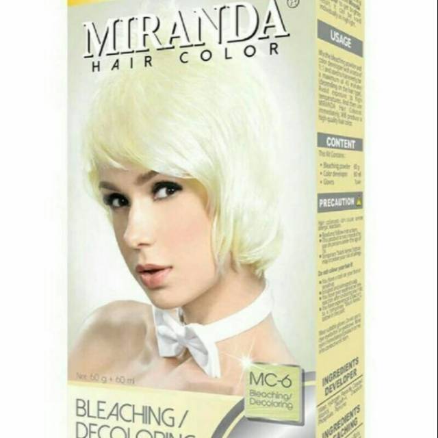 Jual Miranda bleaching premium cat pewarna rambut putih blonde kuning ...