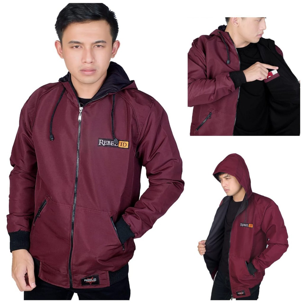 Jual JAKET PARASUT HOODIE MAROON REBEL ID - JAKET PARASUT PRIA - JAKET ...