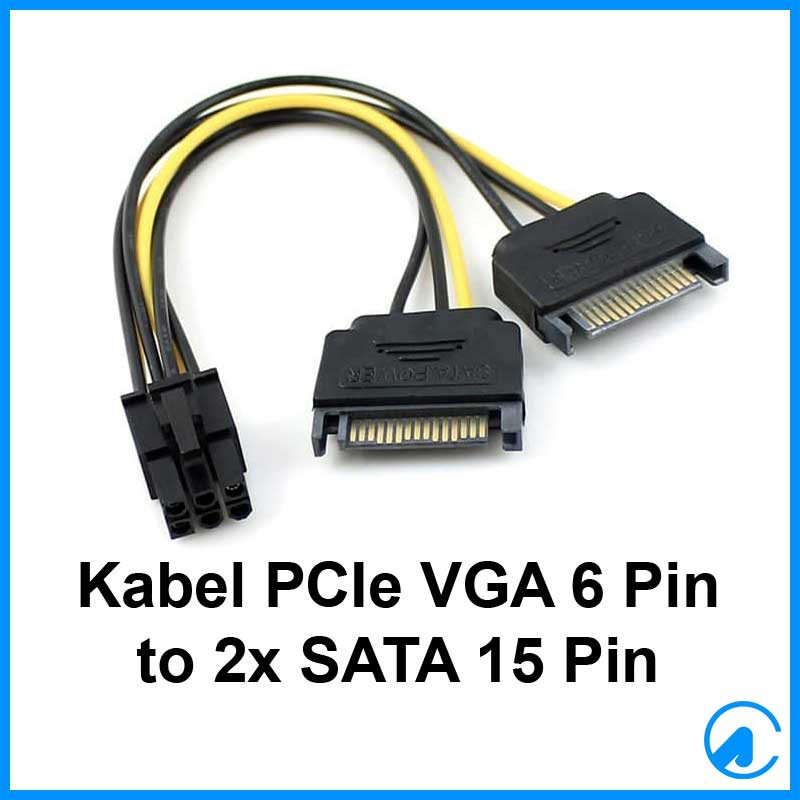 Jual Kabel PCIe VGA 6 Pin to 2x SATA Power 15 Pin Male Cabang | Shopee ...