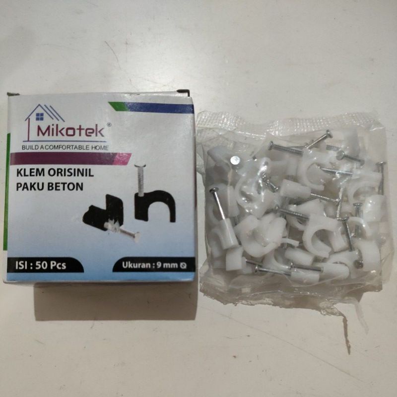 Jual 1 Kotak Klem kabel 9 mm paku beton isi 50 biji klem no 9 klem ...