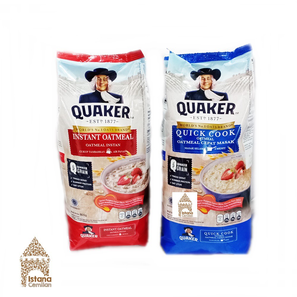 Jual Quaker Oatmeal Instant / Quick Cooking Sereal 800 Gram | Shopee ...