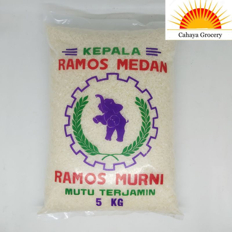 Jual Beras Ramos Medan Cap Gajah 5kg // KEMASAN BARU POLOS TANPA LOGO ...