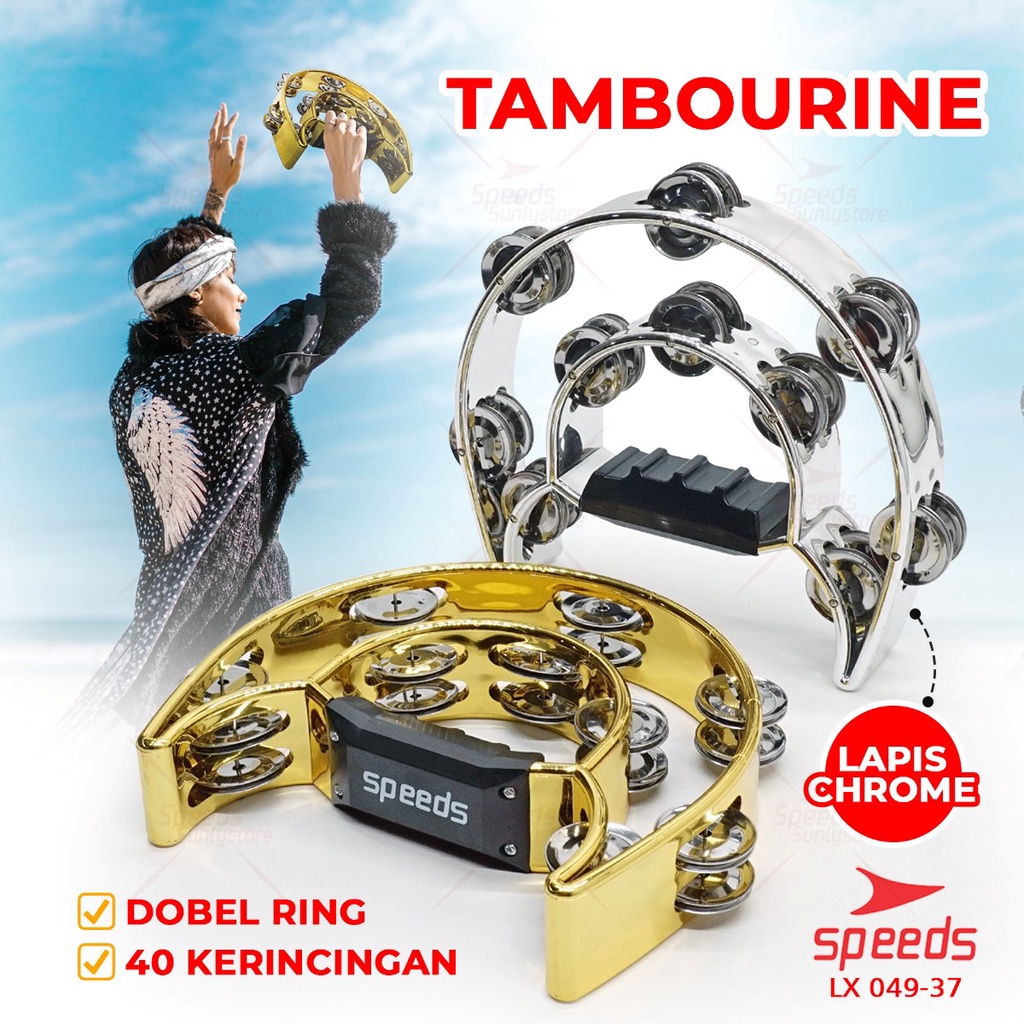 Jual SPEEDS Tamborin Alat Musik Kecrekan Tambourine Instrumen Double ...