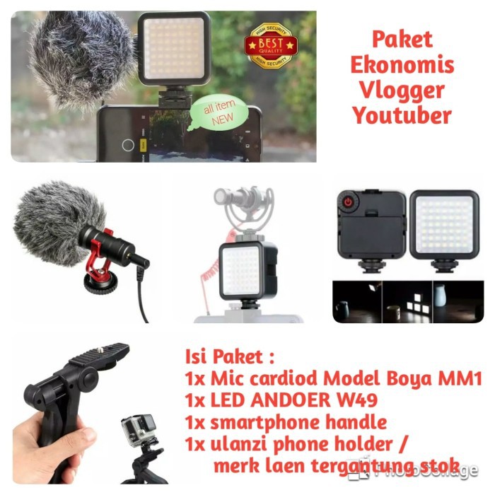 Jual paket lengkap ekonomis youtuber vlogger youtube vlogg mic model boya m | Shopee Indonesia