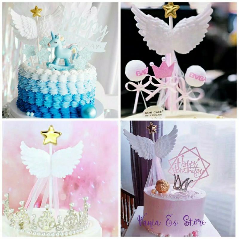 Jual Cake Topper Sayap Malaikat - Dekorasi Kue Ulang Tahun | Shopee ...