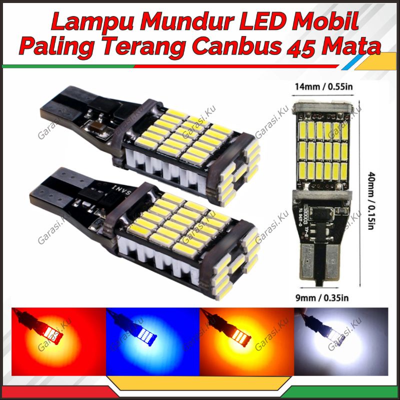 Jual LAMPU T15 ATRET MUNDUR MOBIL LED POWER BRIGHT 45 MATA DAJAL CANBUS ...
