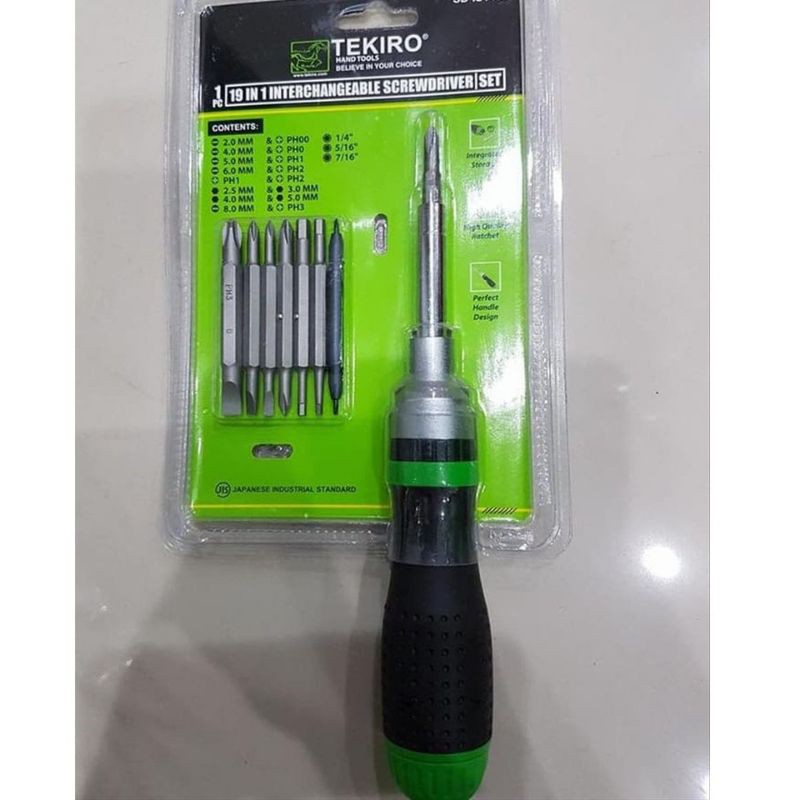 Jual obeng set 19 in 1 tekiro obeng dua arah obeng bolak balik obeng ...