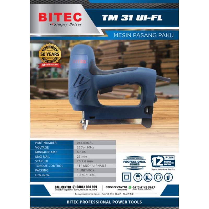 Jual Mesin Paku dan Staples Tembak Listrik Bitec Tacker Machine TM 31 ...