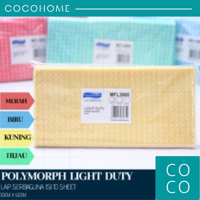 Jual Kain Lap Tisu Polymorph Heavy Duty Rewashable isi 10 bisa dicuci ...