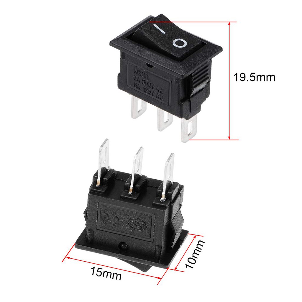 Jual Rocker Switch 3A Kotak 3 Pin Hitam Saklar On On Mini 3A SPDT 250V ...