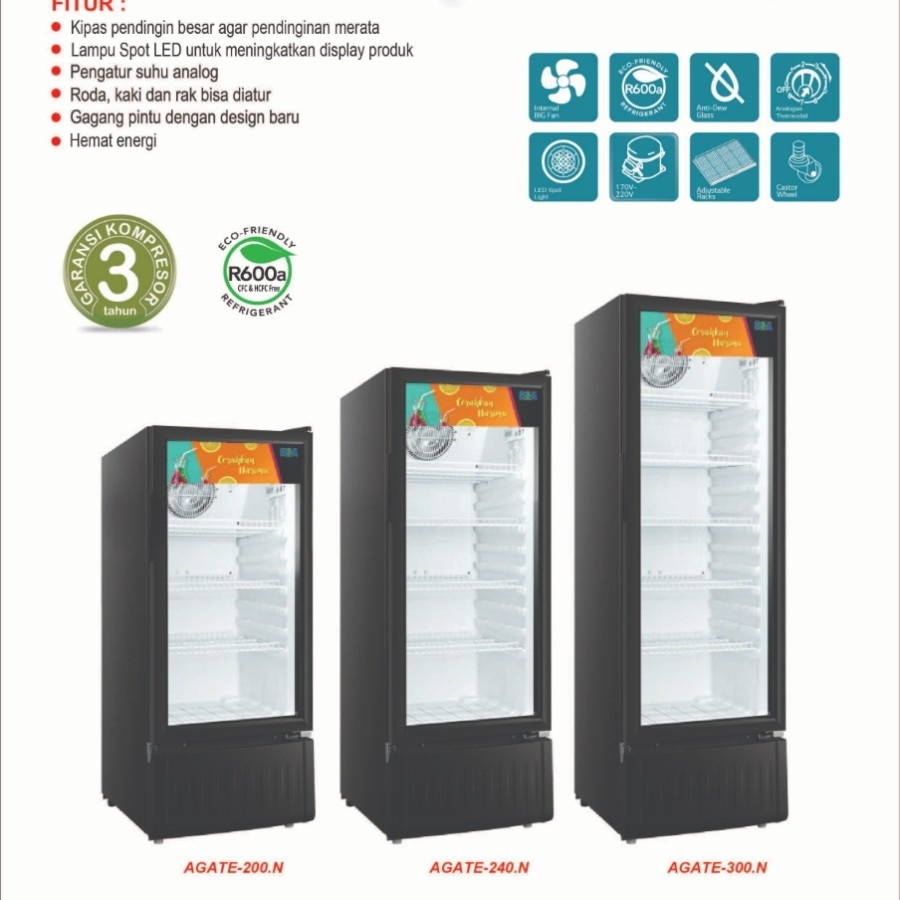 Jual Showcase Rsa Cooler Agate 200 Display Cooler Agate-200 192 Liter ...