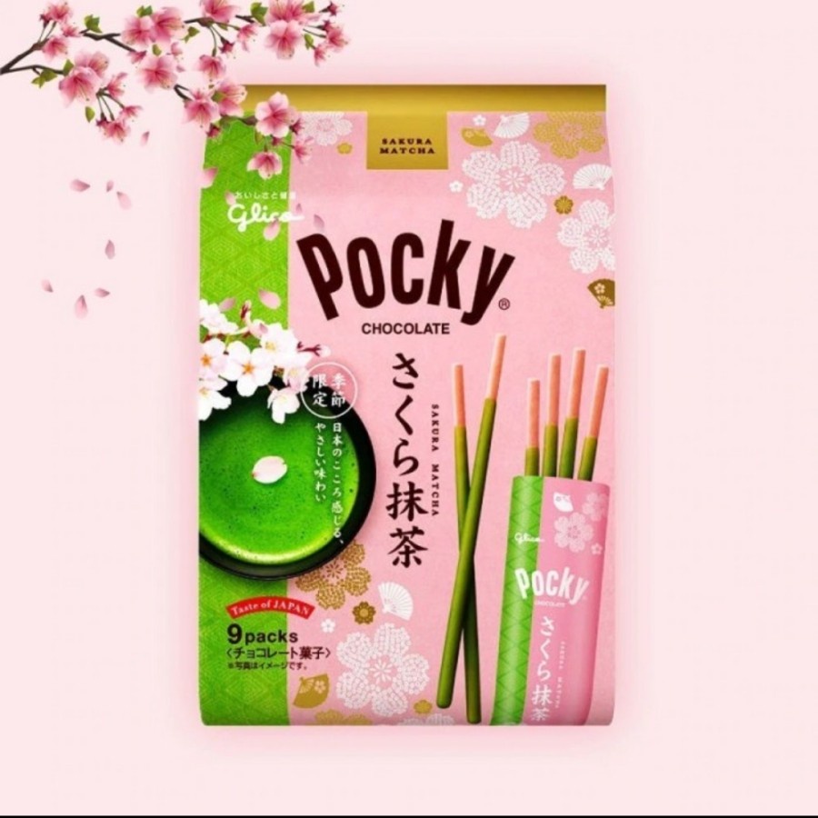 Jual Glico Pocky Sakura Spring Japan Chocolate Matcha (9 packs ...