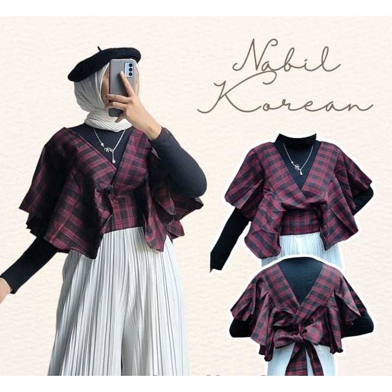 Jual NABIL KOREAN TOP || ROMPI WANITA KOREAN || ROMPI WANITA TARTAN ...