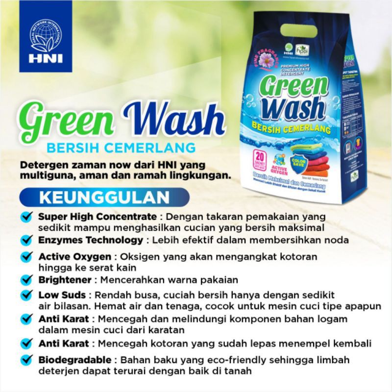 Jual Green wash detergent concentrate hni hpai- deterjen hni hpai ...