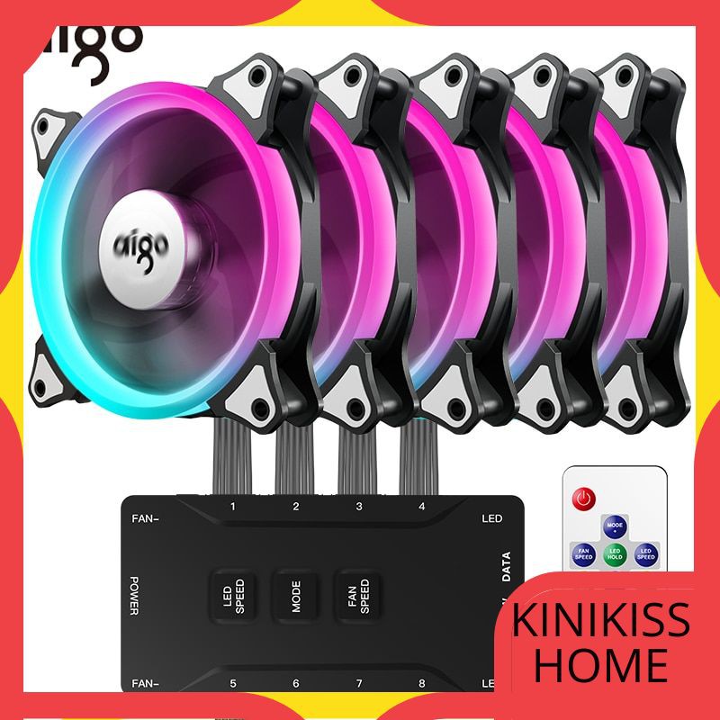 Jual Kipas Komputer Aigo Aurora C3C5 Pro Computer Case PC Fan Cooling RGB 120mm Adjust Speed ...
