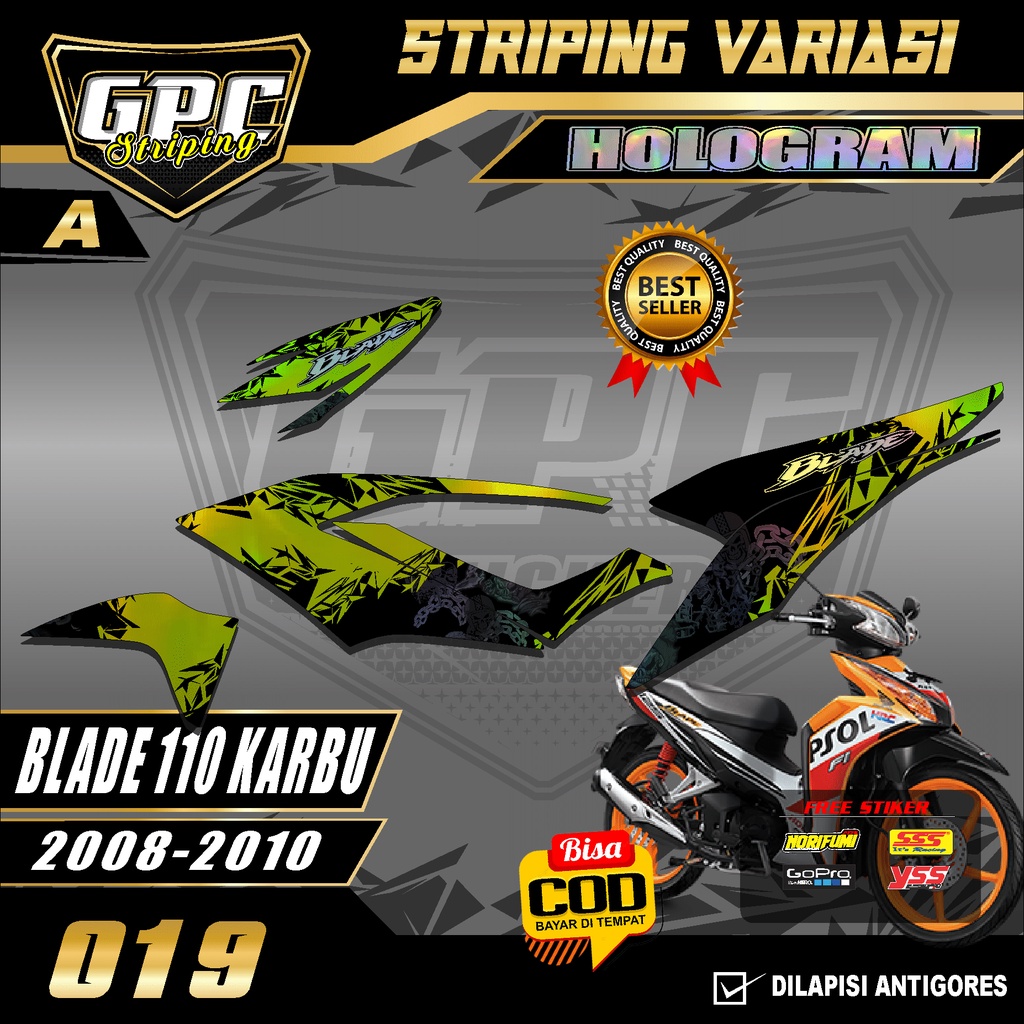 Jual STICKER STRIPING LIST VARIASI HOLOGRAM BLADE KARBU 110 Tahun 2008 ...