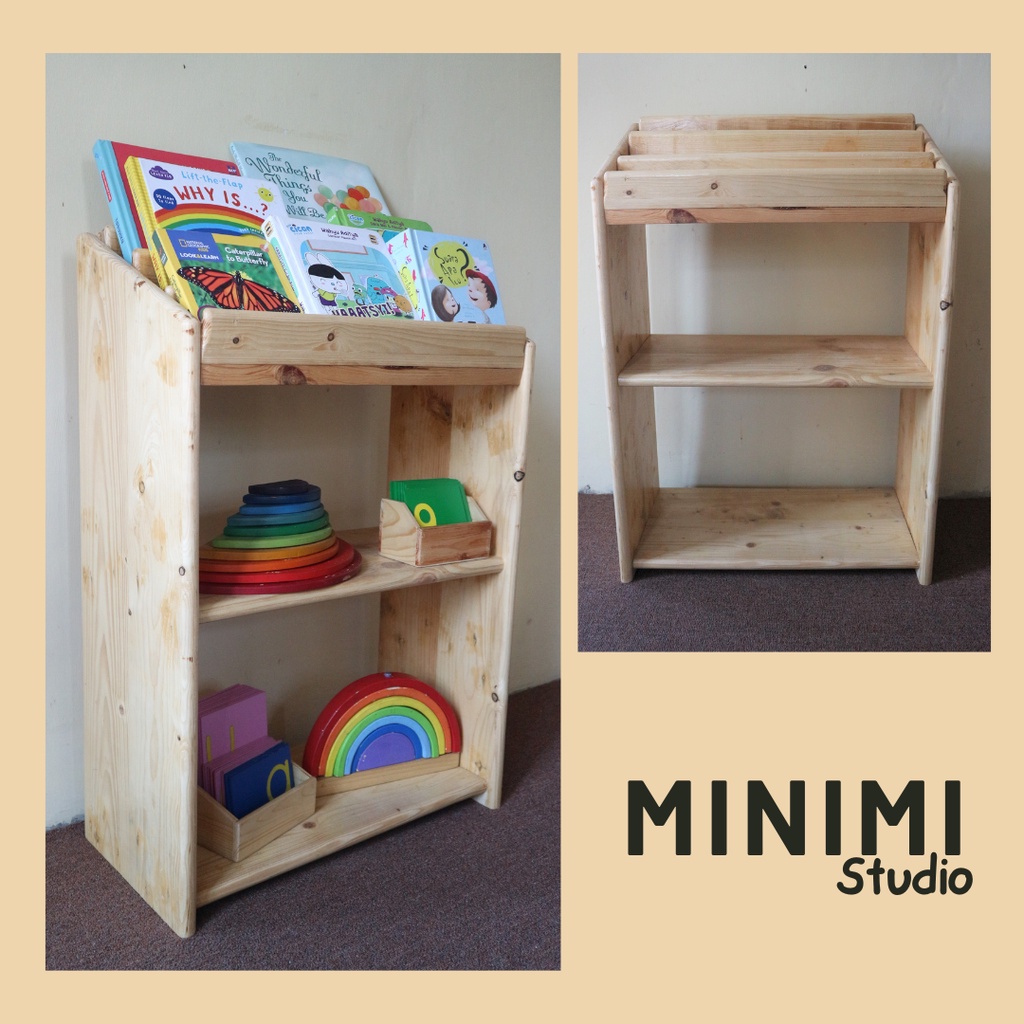 Jual Rak Buku & Mainan Anak Kayu Jati Belanda Montessori - Buki ...