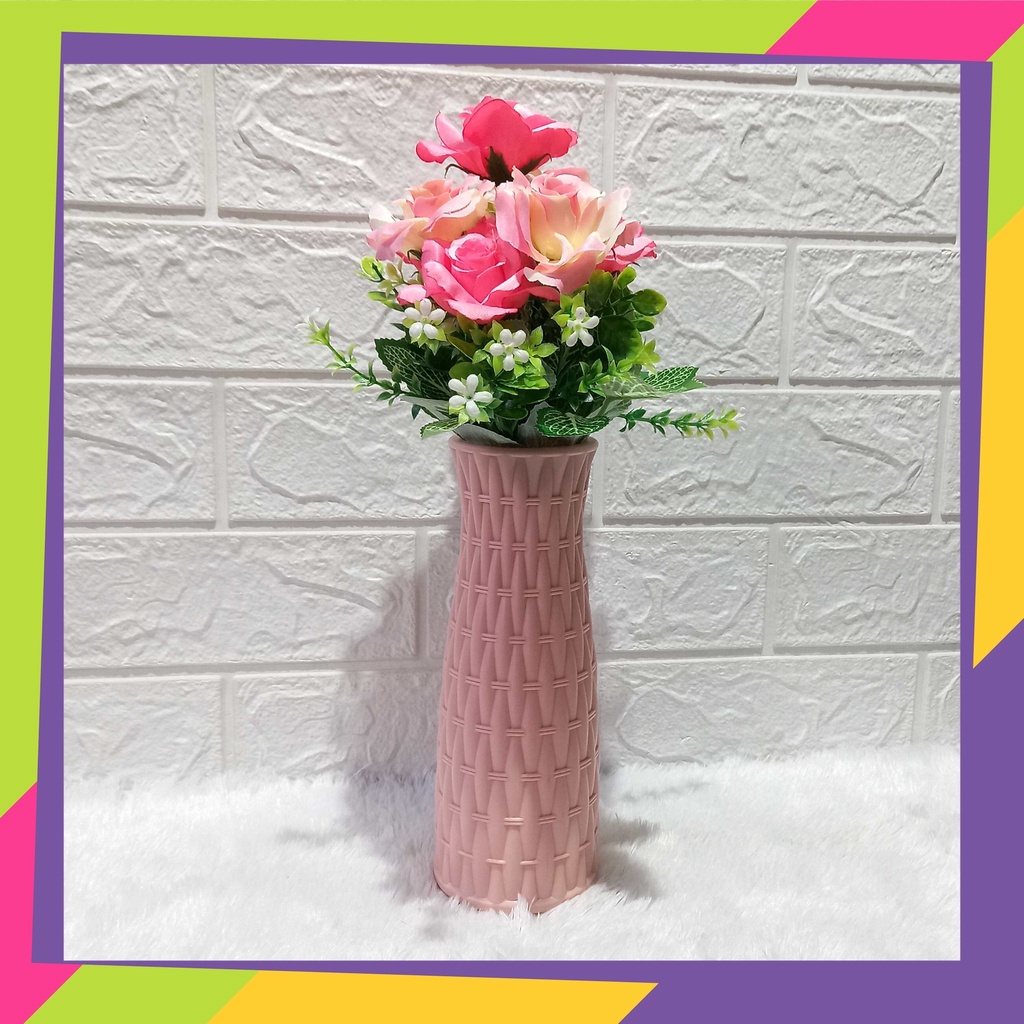 Jual 1267PBAD2 / Pot bunga plastik motif anyaman tikar / Vas bunga ...