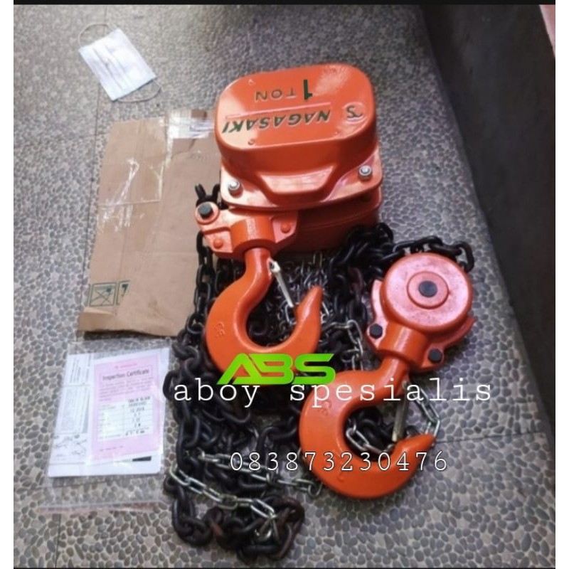 Jual chain block nagasaki 1 ton x 3 meter- chain block takel 1 ton x 3 ...