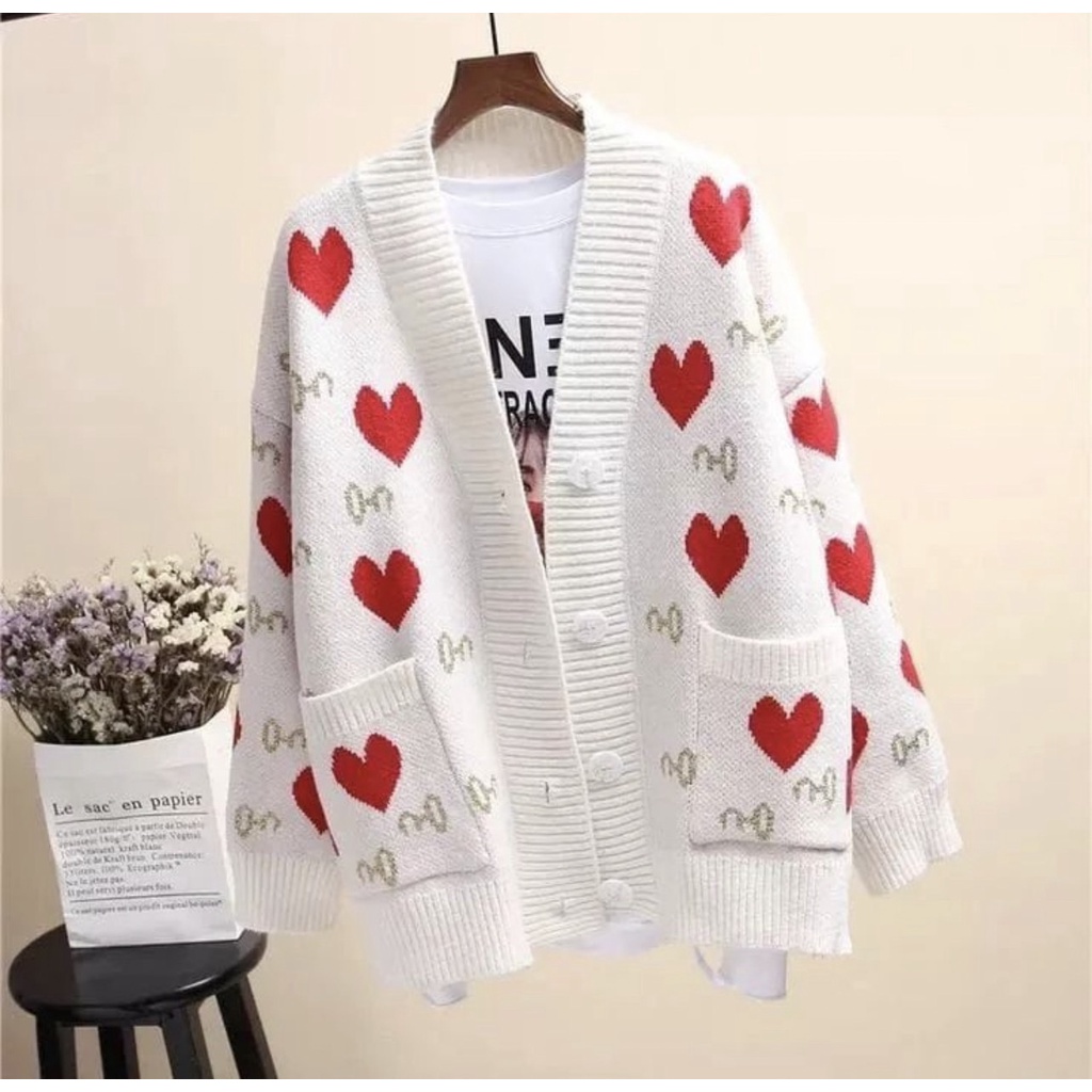 Jual Fluor.Inc - Cardigan Rajut Wanita Key Love Oversize Premium ...