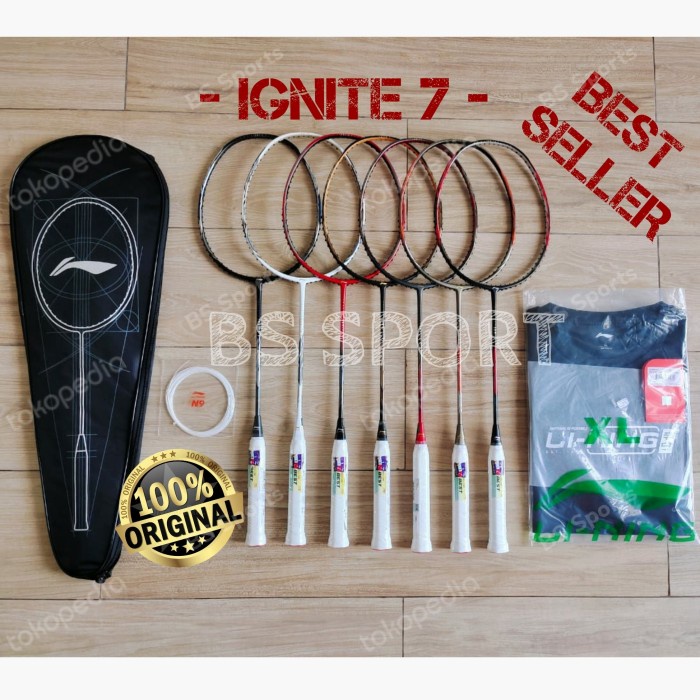Jual DM NEW !! RAKET BADMINTON LINING IGNITE 7 IGNITE7 ORIGINAL!! - 4. Black Gold, Tidak Disenar ...