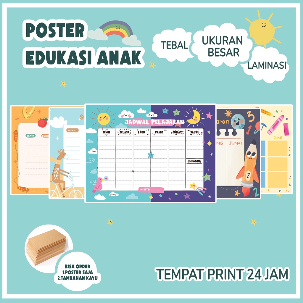 Jual JADWAL PELAJARAN Terlengkap Anak PAUD TK SD Motivasi Angka Huruf Alfabet Hewan Hijaiyah ...