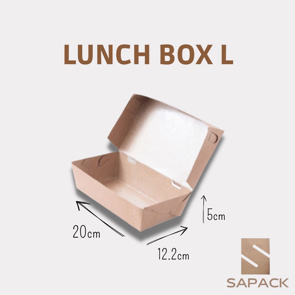Jual PAPER LUNCH BOX KRAFT ( L ) KERTAS COKLAT KOTAK MAKAN POLOS LEMBARAN 50PCS | Shopee Indonesia