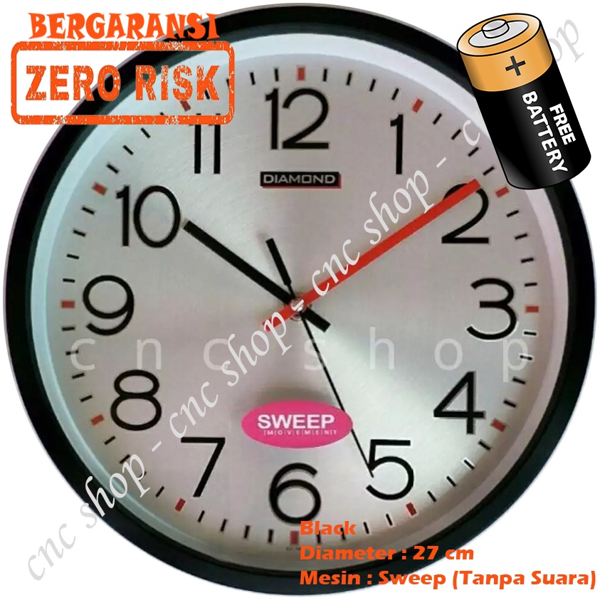 Jual Jam Dinding Besar Tebal tempel di tembok Minimalis Diamond Sweep ...