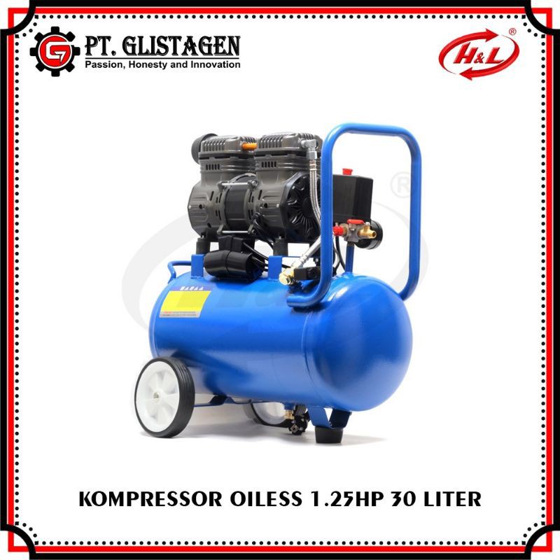 Jual Mesin Kompresor Angin Silent Oilless 1.25HP 30 Liter HL | Shopee ...