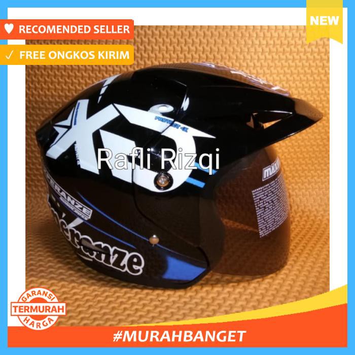 Jual Helm Motor Takira Motif Gx Warna Hitam Metalik Lis Biru | Shopee ...