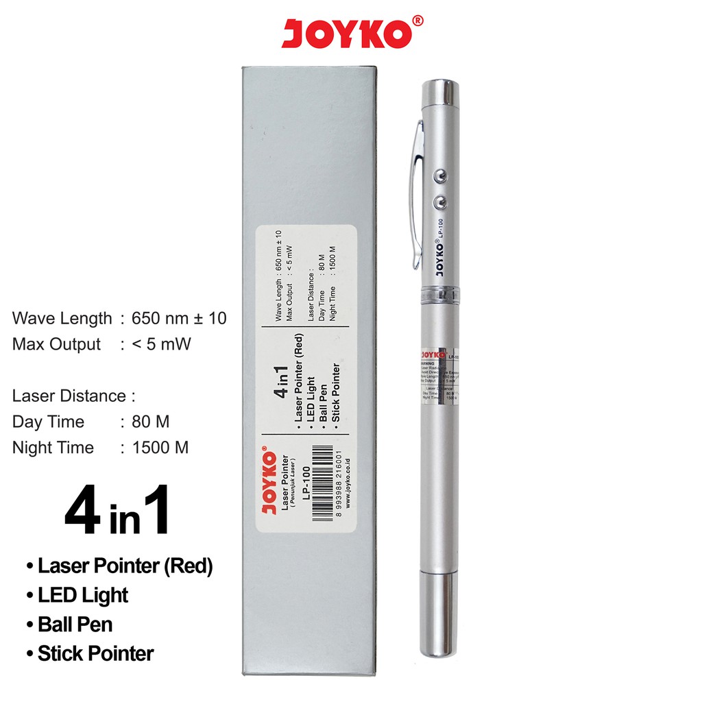 Jual Ball Pen Laser Pointer 4 In 1 Penunjuk Laser Senter Pulpen Joyko ...