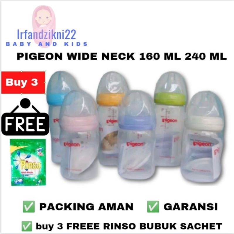 Jual Pigeon Wide Neck Bottle Peristaltic 160 240 ml Botol Susu Dot Bayi | Shopee Indonesia