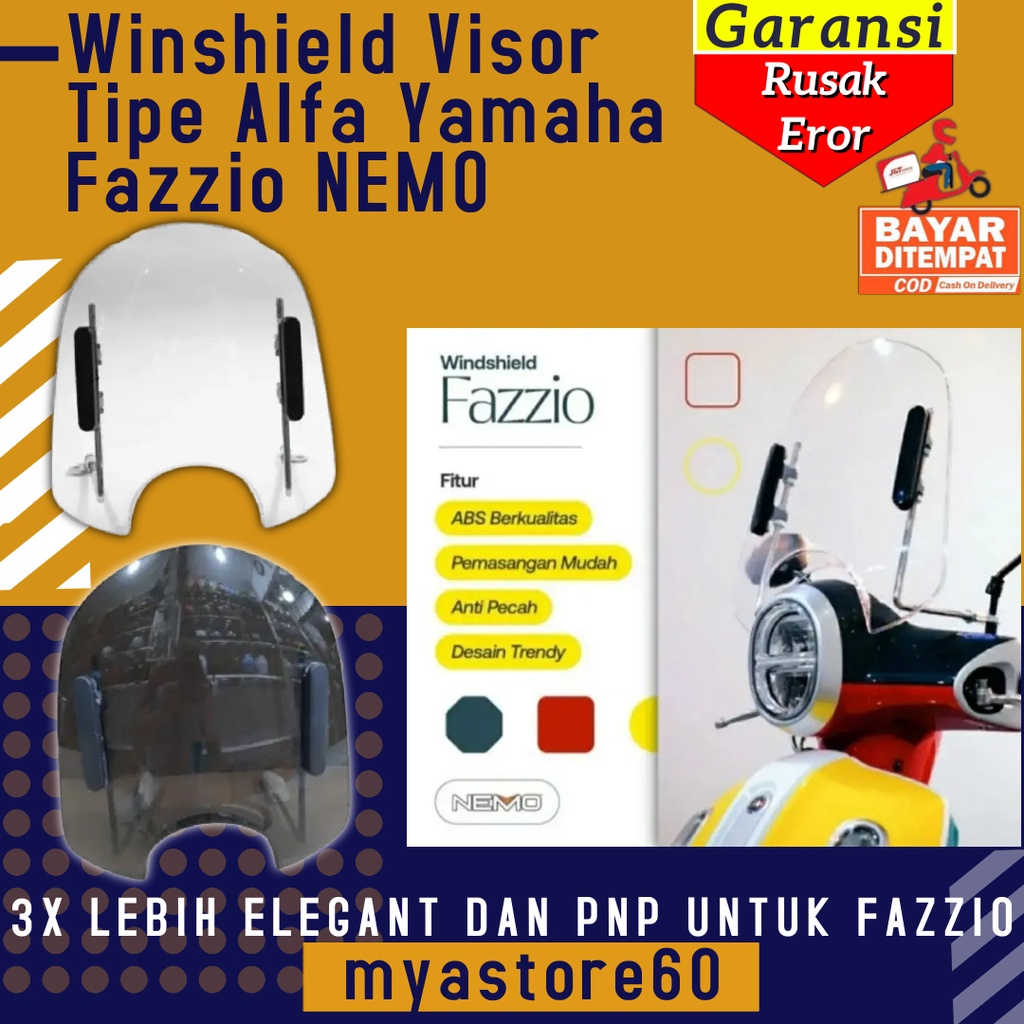 Jual Winshield Visor Hitam Transparan Tipe Alfa Yamaha Fazzio Winsil ...