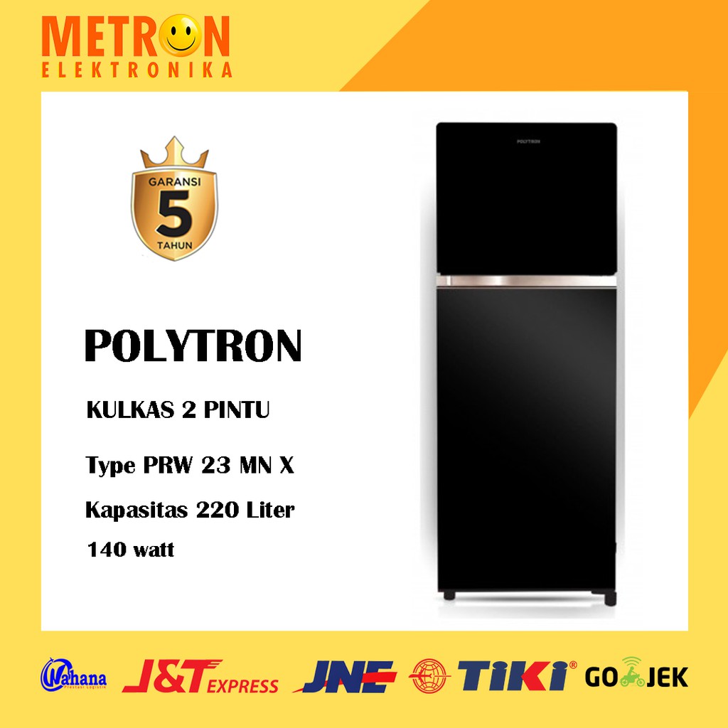 Jual POLYTRON PRW 23 MN X HITAM / KULKAS LEMARI ES 2 PINTU 220 LITER ...