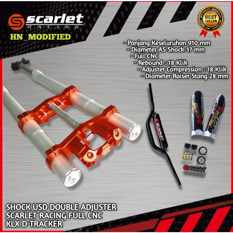 Jual UPSIDE DOWN SHOCK DEPAN USD KLX DTRACKER CRF 150 SCARLET RACING FULL CNC DOUBLE ADJUSTER ...