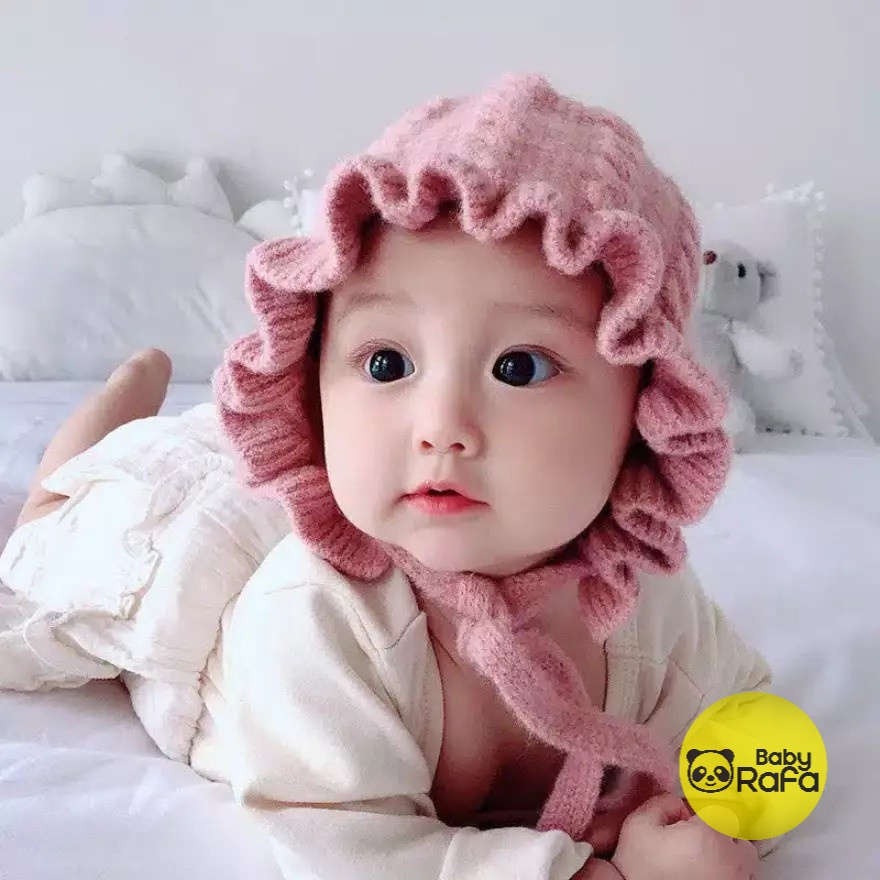 Jual Topi Kupluk Bayi Bonet Bonnet Ruffle hat baby girl perempuan Rajut ...