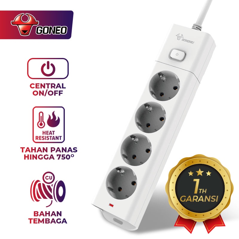 Jual STOP KONTAK GONEO G1040 - 5METER 4 Lubang Single Switch Power Strip SNI Garansi 3 Tahun ...