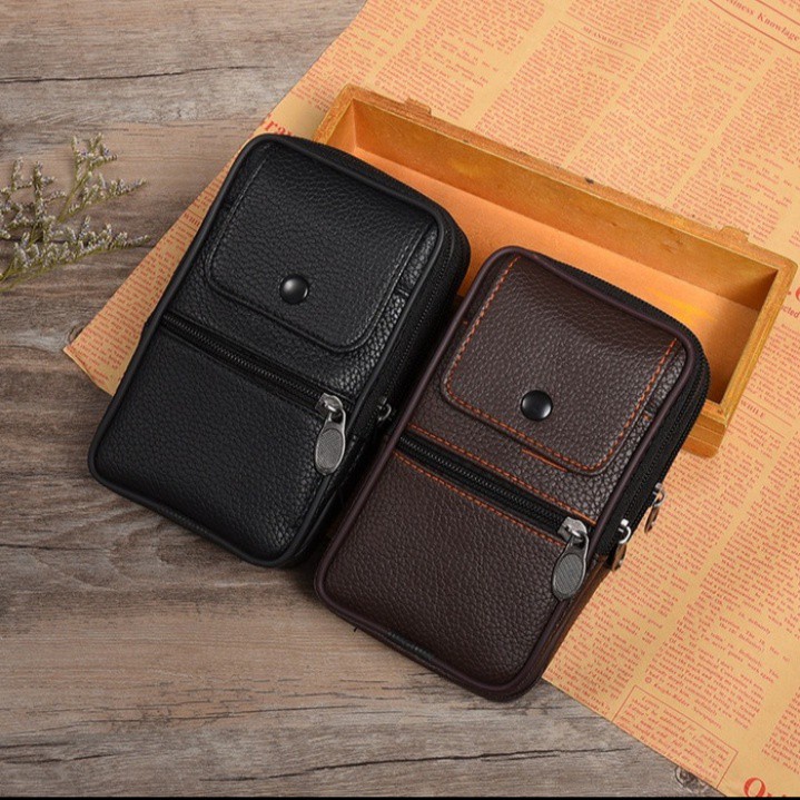 Jual Tas Pinggang Pria/Tas Hp Kulit Pria/ Dompet Cowok/Dompet Hp Cowo ...