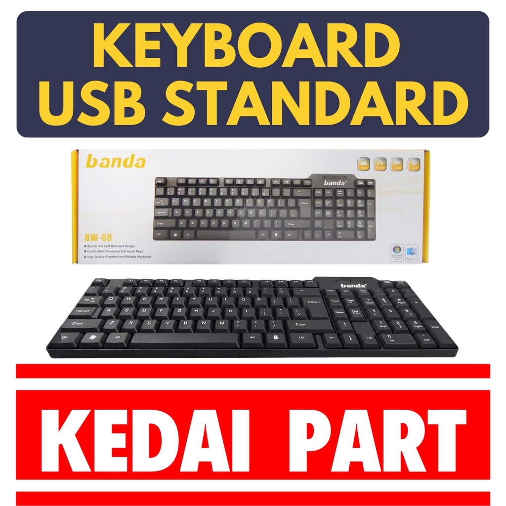 Jual KEYBOARD USB STANDAR BANDA BW-08 HITAM | Shopee Indonesia